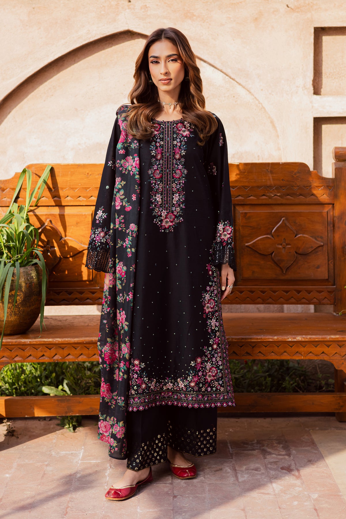 Queen of Night 3Pc - Festive Embroidered Lawn